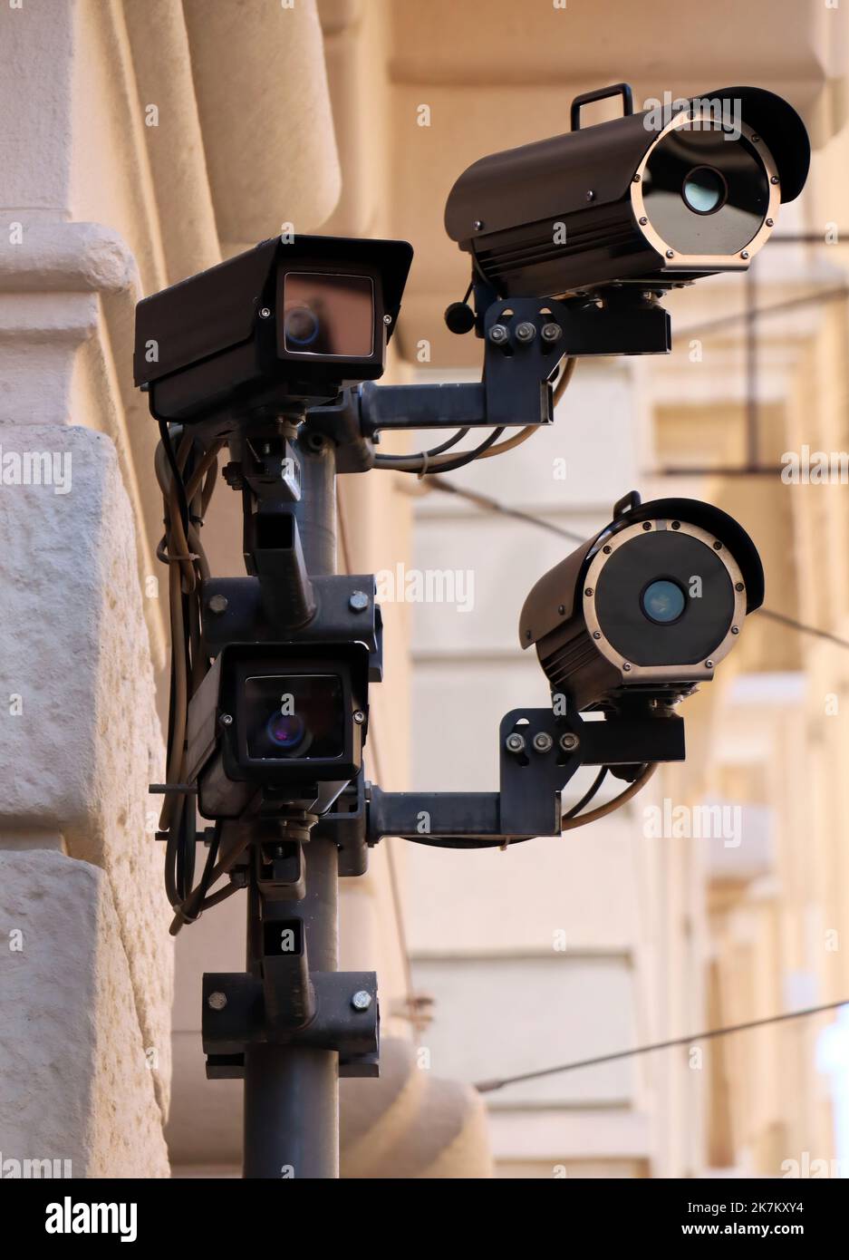 Road traffic and safety cameras. Checking traffic conditions and safety ...