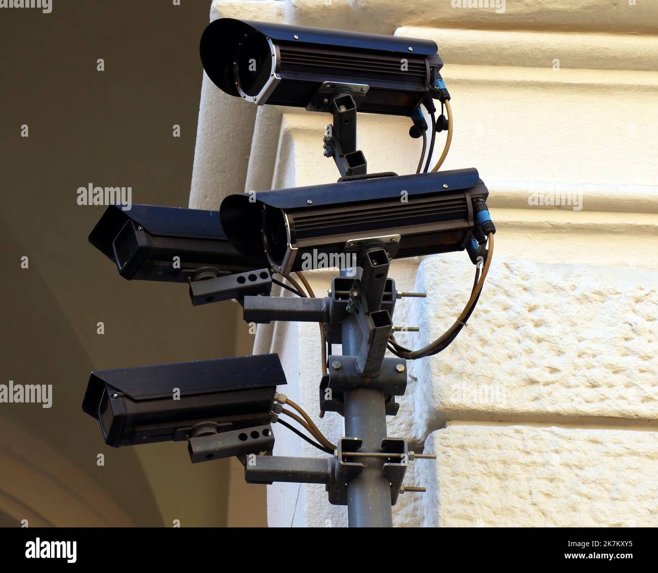 Road traffic and safety cameras. Checking traffic conditions and safety ...