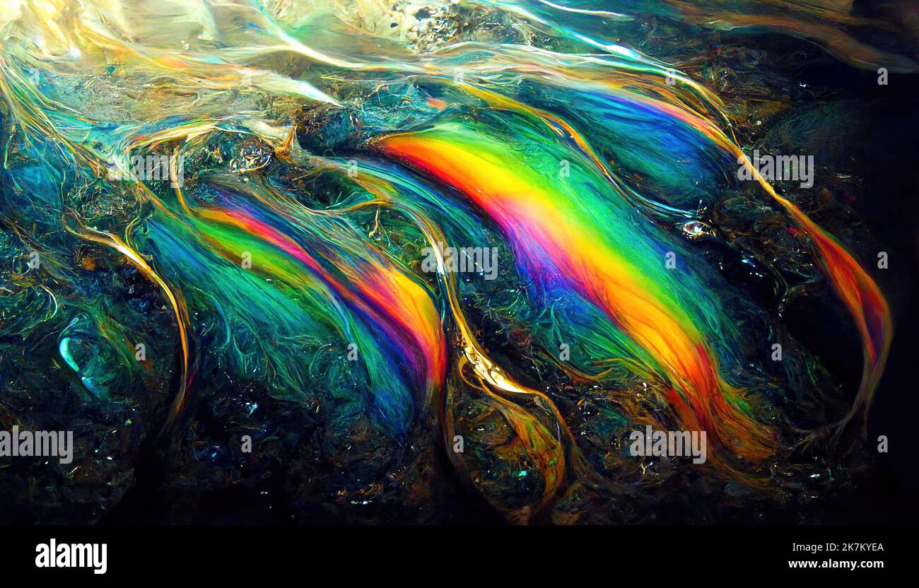 Abstract background with rainbow spectre neon light waves pattern. 3D ...