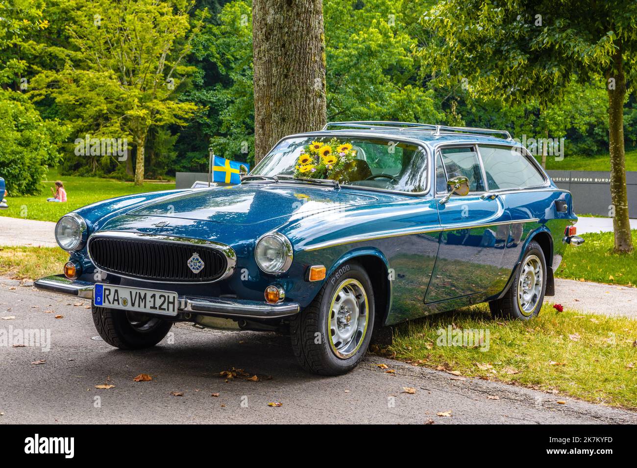 BADEN BADEN, GERMANY - JULY 2019: dark blue VOLVO P1800 P1800ES estate ...