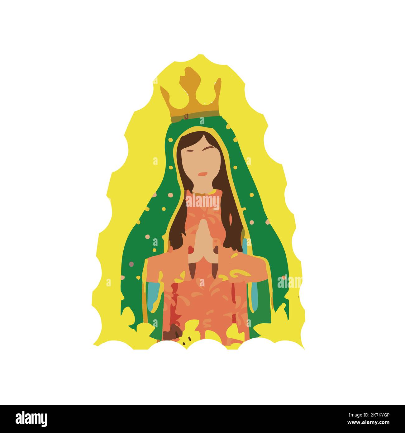 Virgen De Guadalupe Vector Illustration Flat Style On White Isolated Background Stock Vector