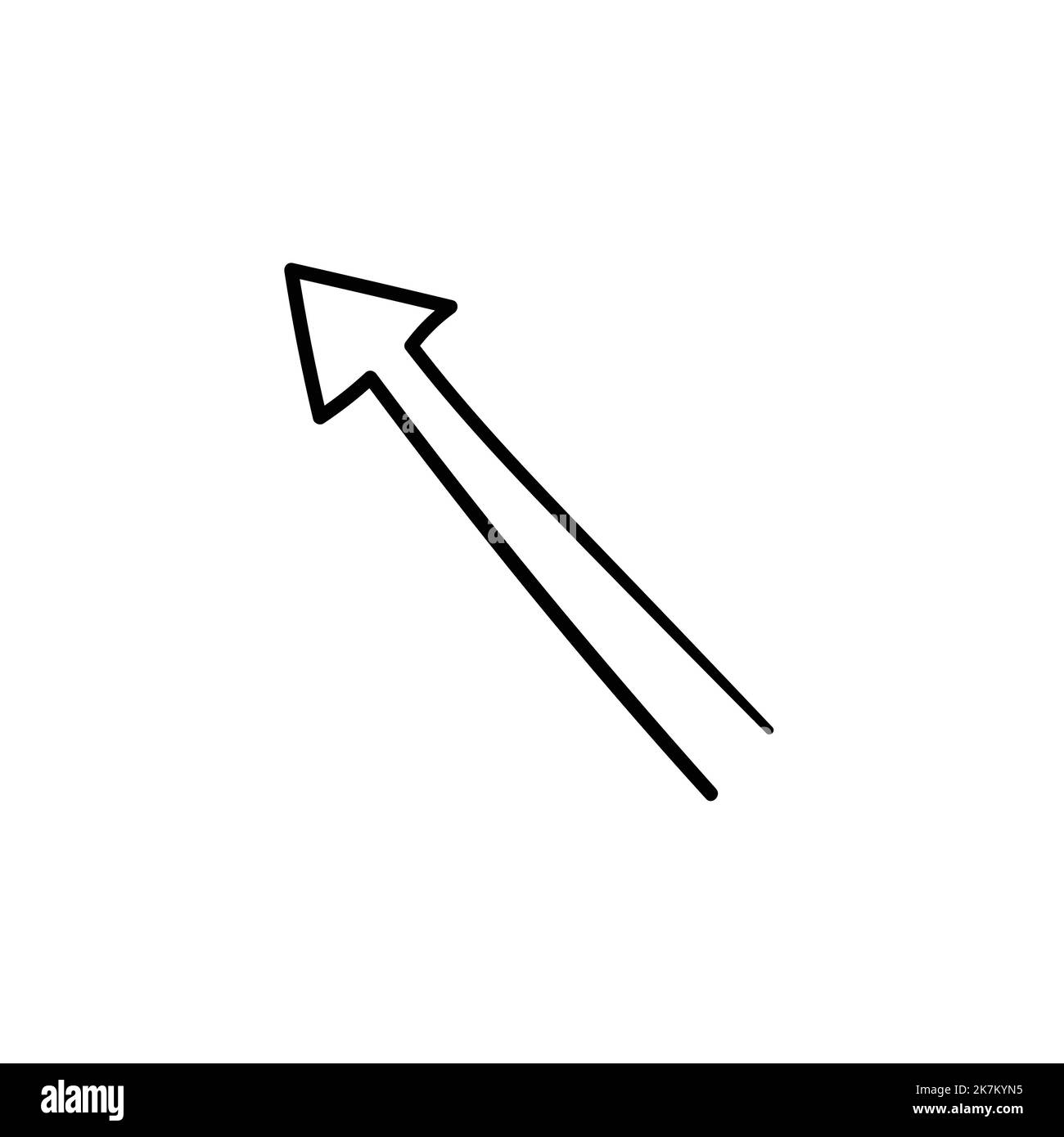 hand drawn long arrow pointing towards up in outline shape Stock Vector ...