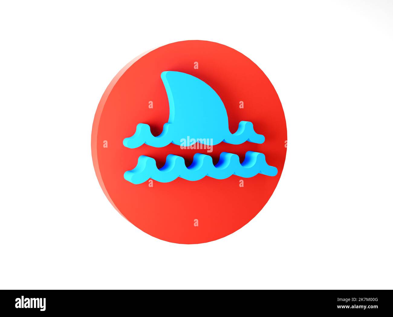 Shark warning sign in blue and red color. Dangerous sea life icon ...