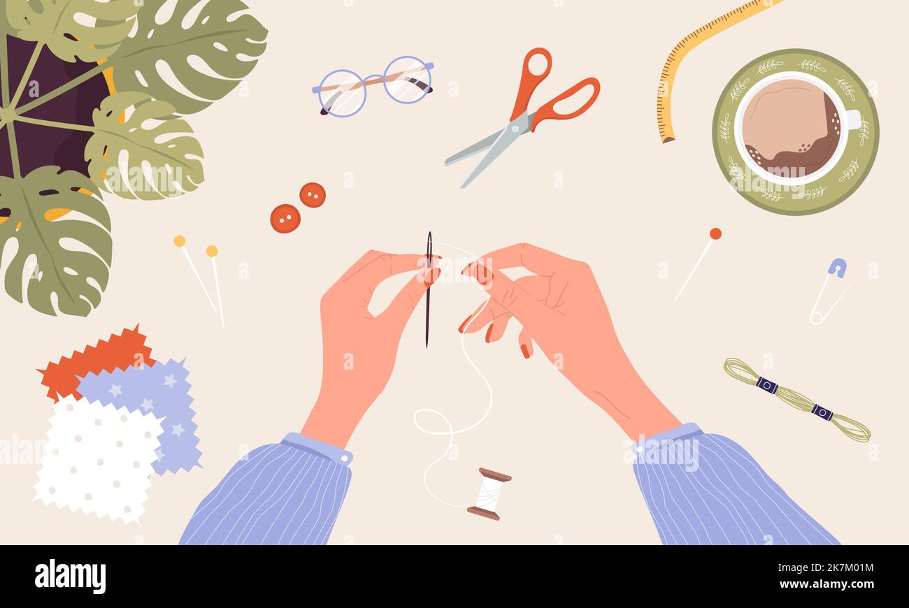 Needle thread illustration hi-res stock photography and images - Alamy