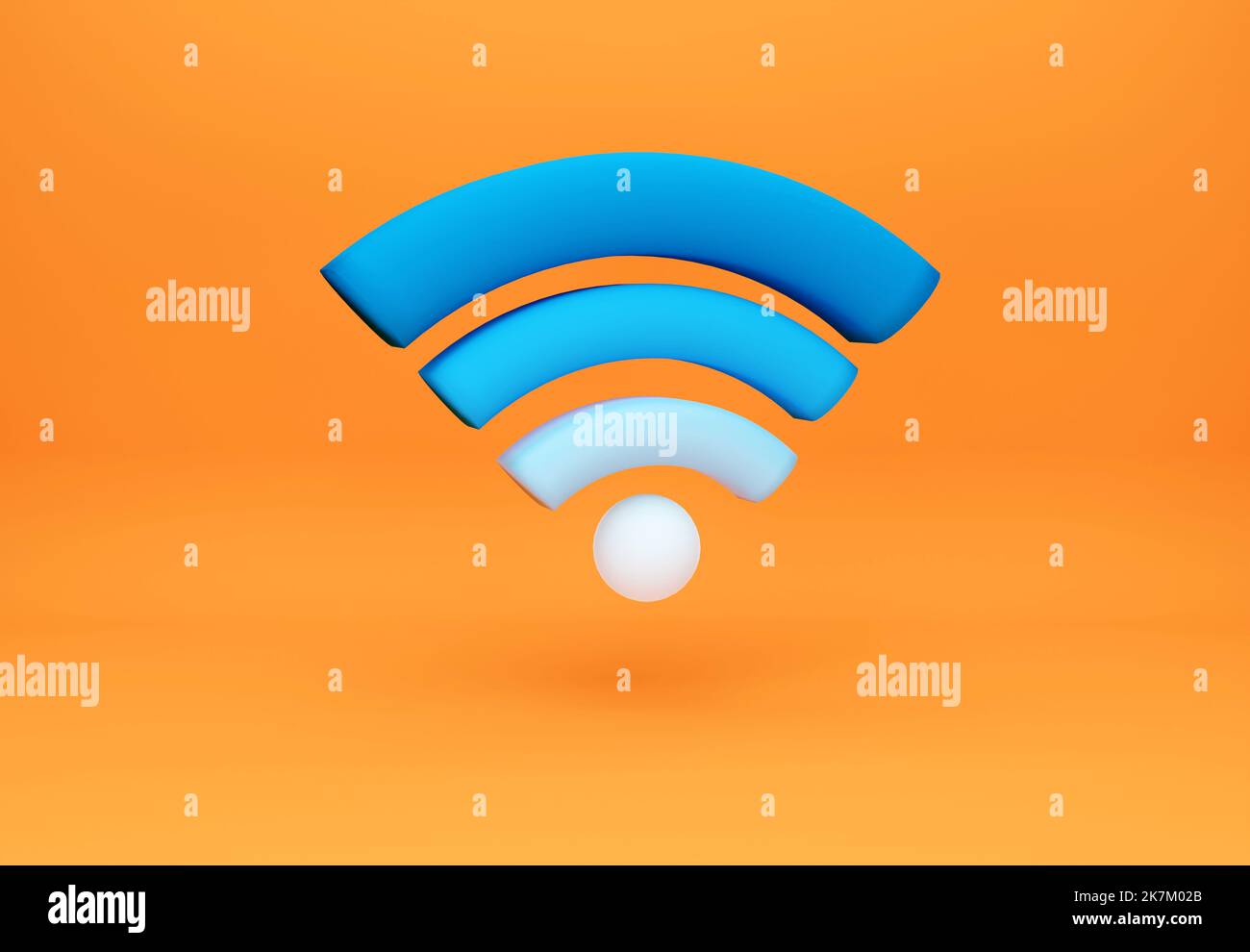 Wi-Fi icon in blue color design concept. Wifi symbol. 3D rendering ...
