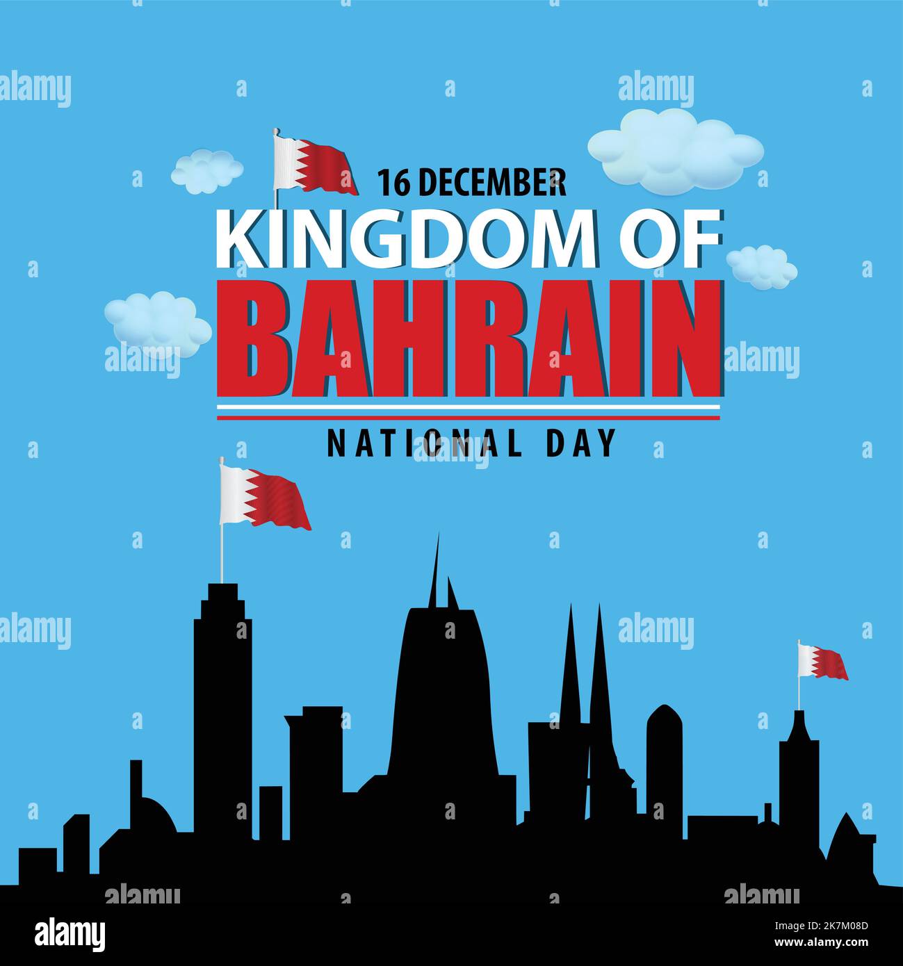 kingdom of bahrain national day 16 december typography with bahrain ...