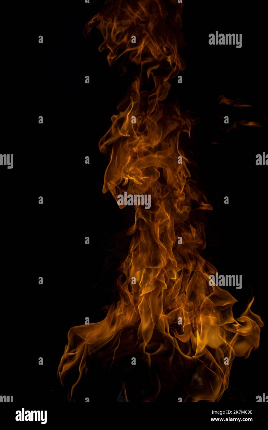 Texture of fire on a black background. Abstract fire flame background ...