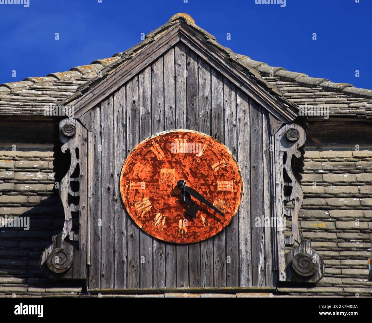Rusty turret clock on a sunny day Stock Photo - Alamy