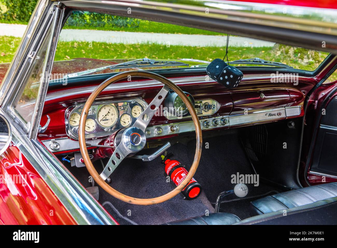 BADEN BADEN, GERMANY - JULY 2019: black leather interior of CHEVROLET ...