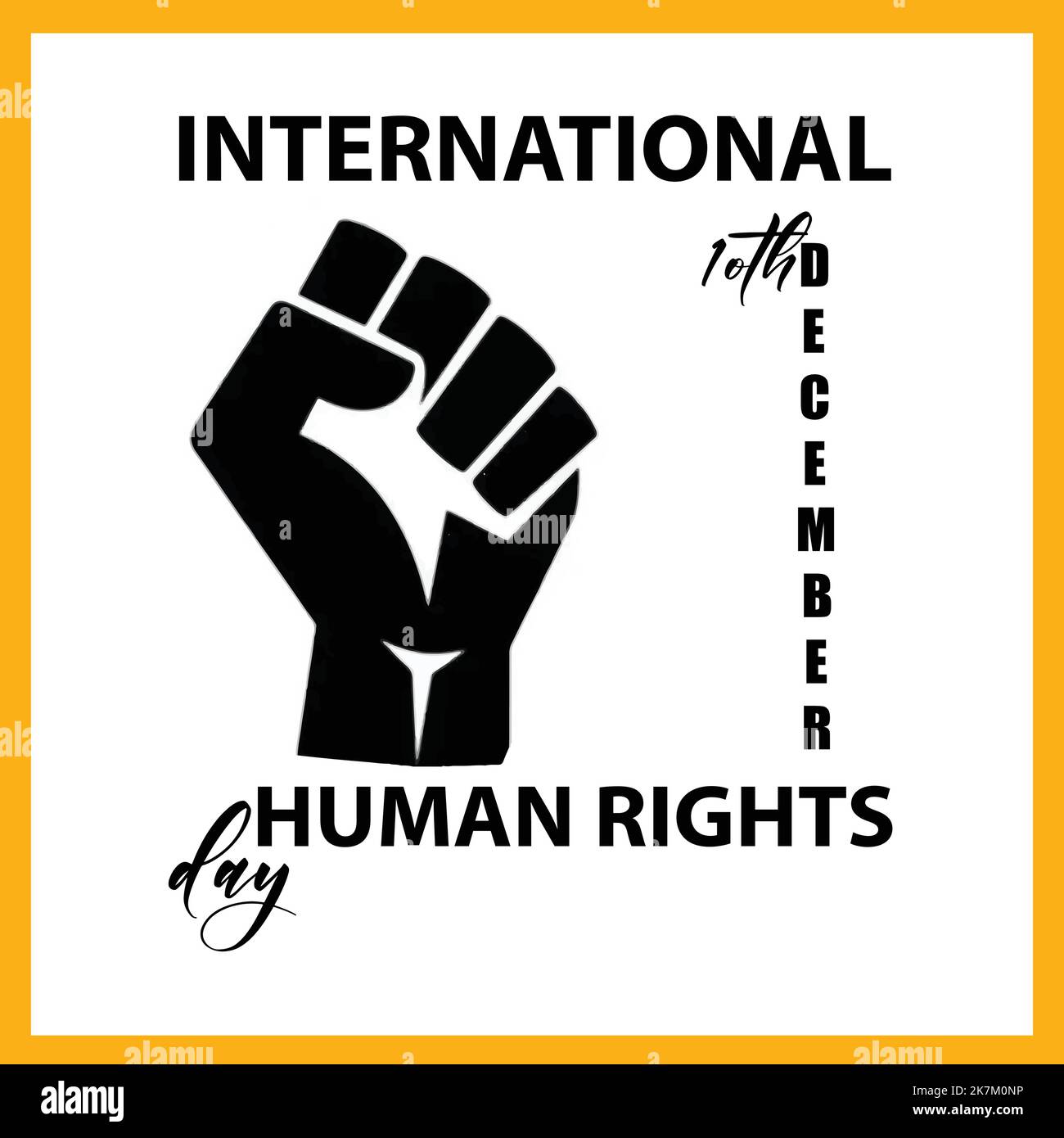 International human rights day 10 December, typography with hand punch ...