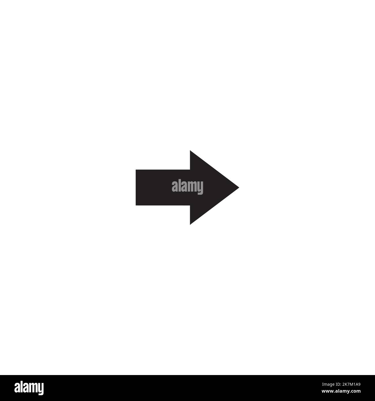 black arrow icon pointing to the right on white isolated background ...