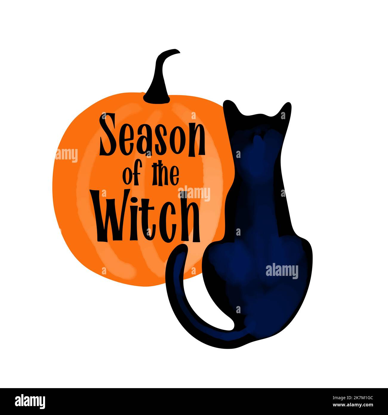 Black cat with pumpkin illustration with text Season of the Witch ...