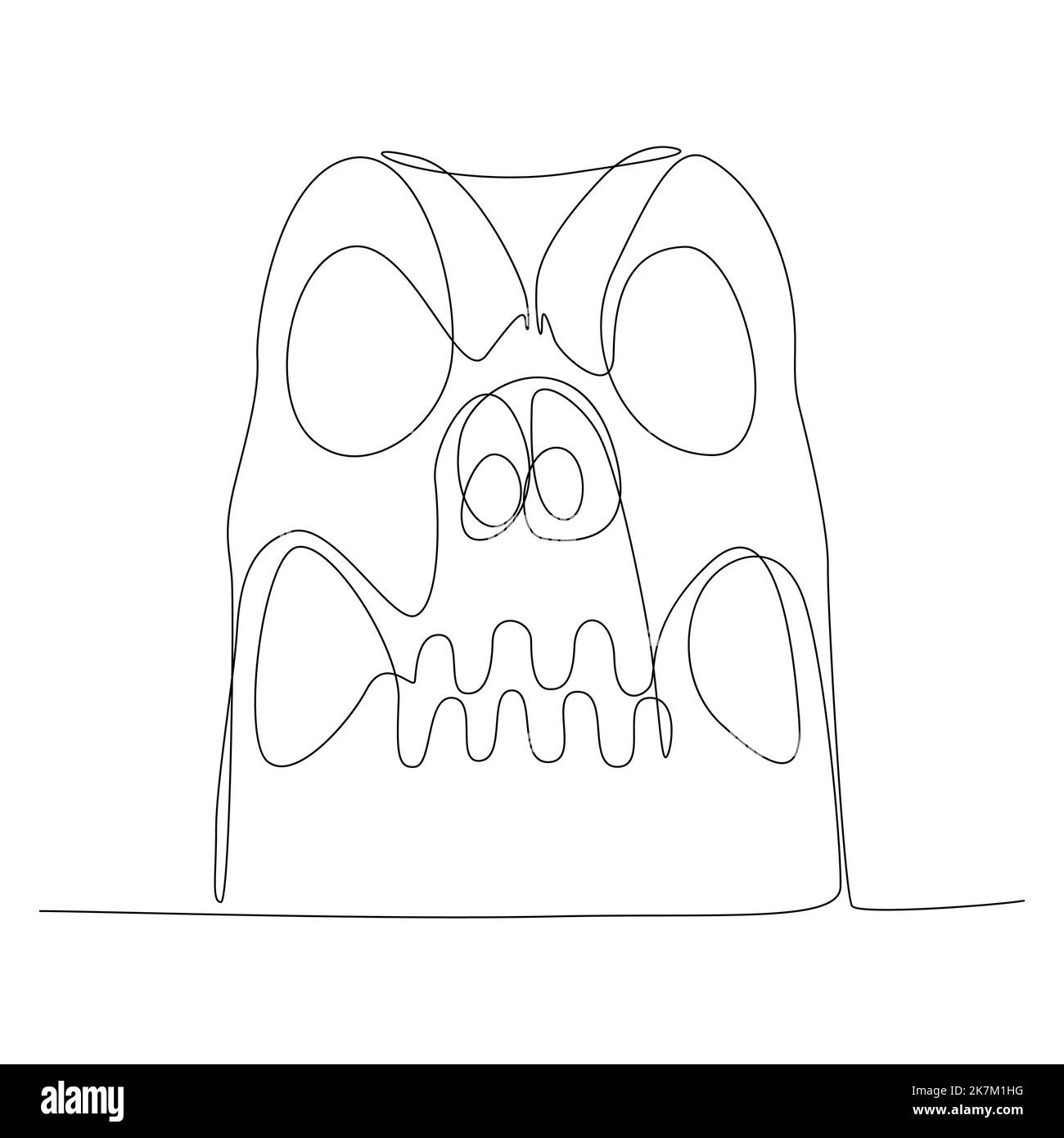 One continuous line of abstract skull. Thin Line Illustration vector ...