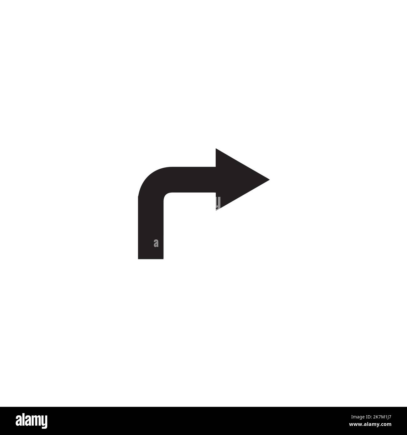 Black Right Curved Arrow Icon Right Turn Arrow Sign Icon Flat Style