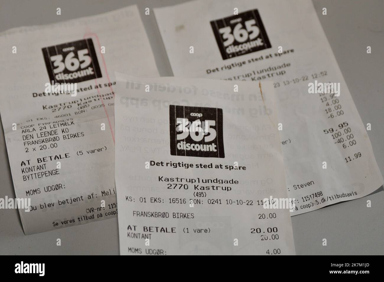 Copenahgen /Denmark/18 OIctober 2022/ Grocery receipts from Netto and ...