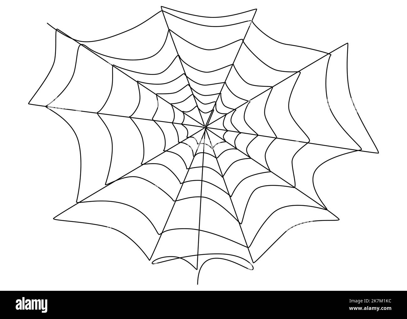 One Continuous Line Of Spider Web Thin Line Illustration Vector Concept Contour Drawing