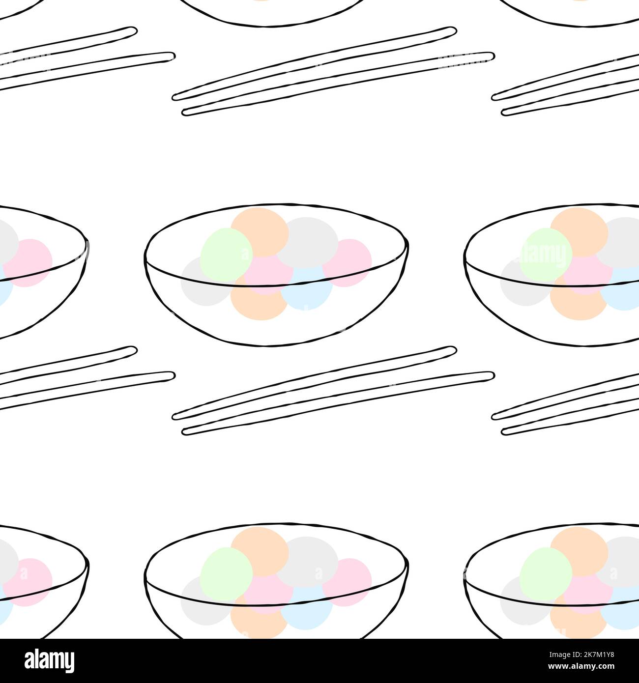 Seamless pattern with glutinous rice balls illustration pastel color on ...