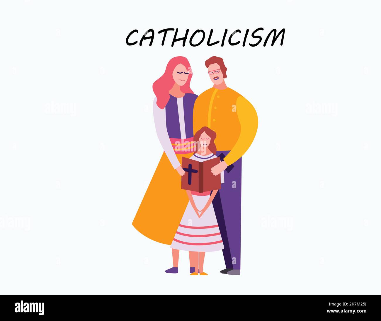 catholic family character illustration on white isolated background ... catholic family character illustration on white isolated background ...