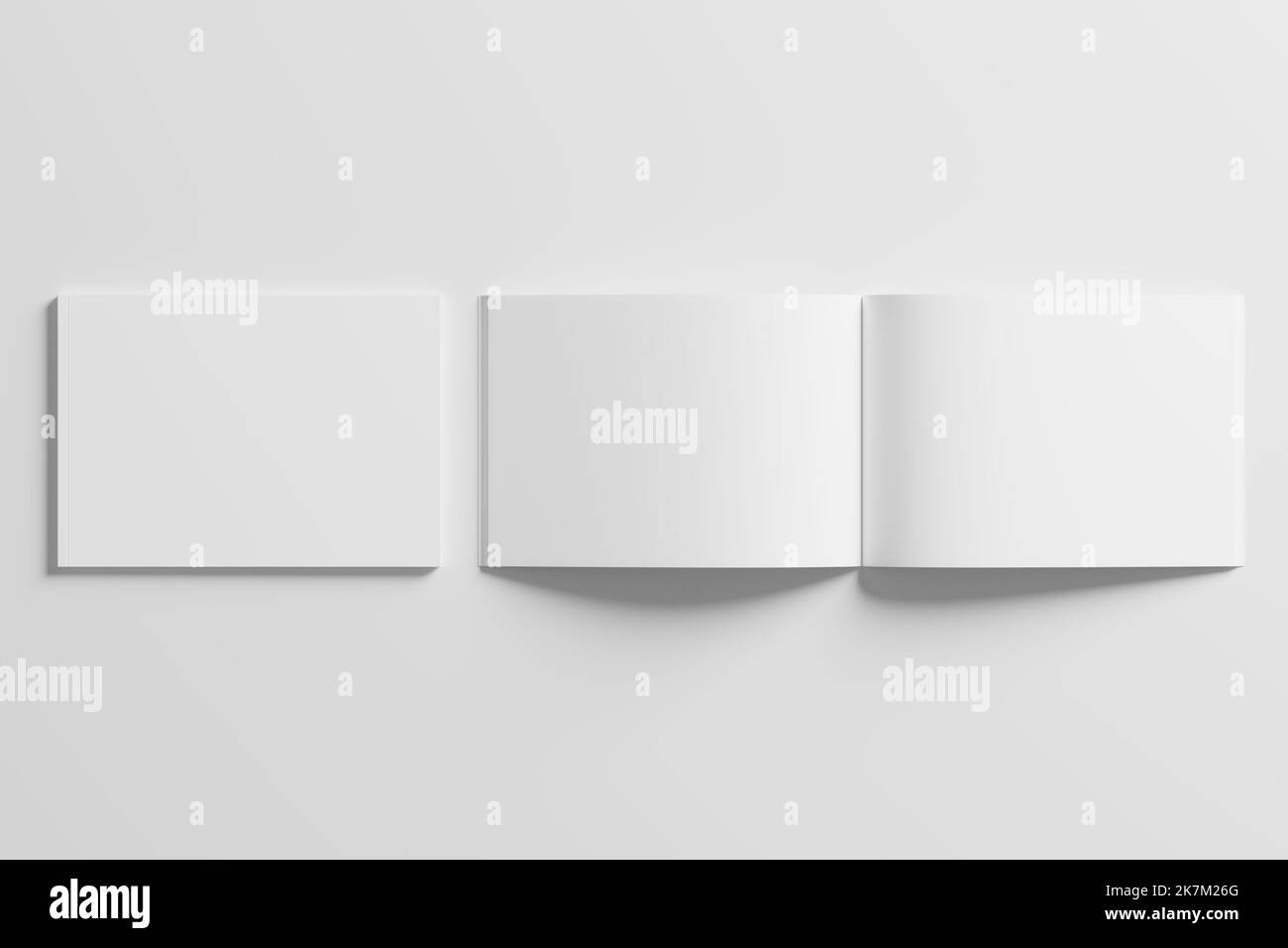 A4 Landscape Horizontal Magazine Brochure 3D Rendering White Blank ...