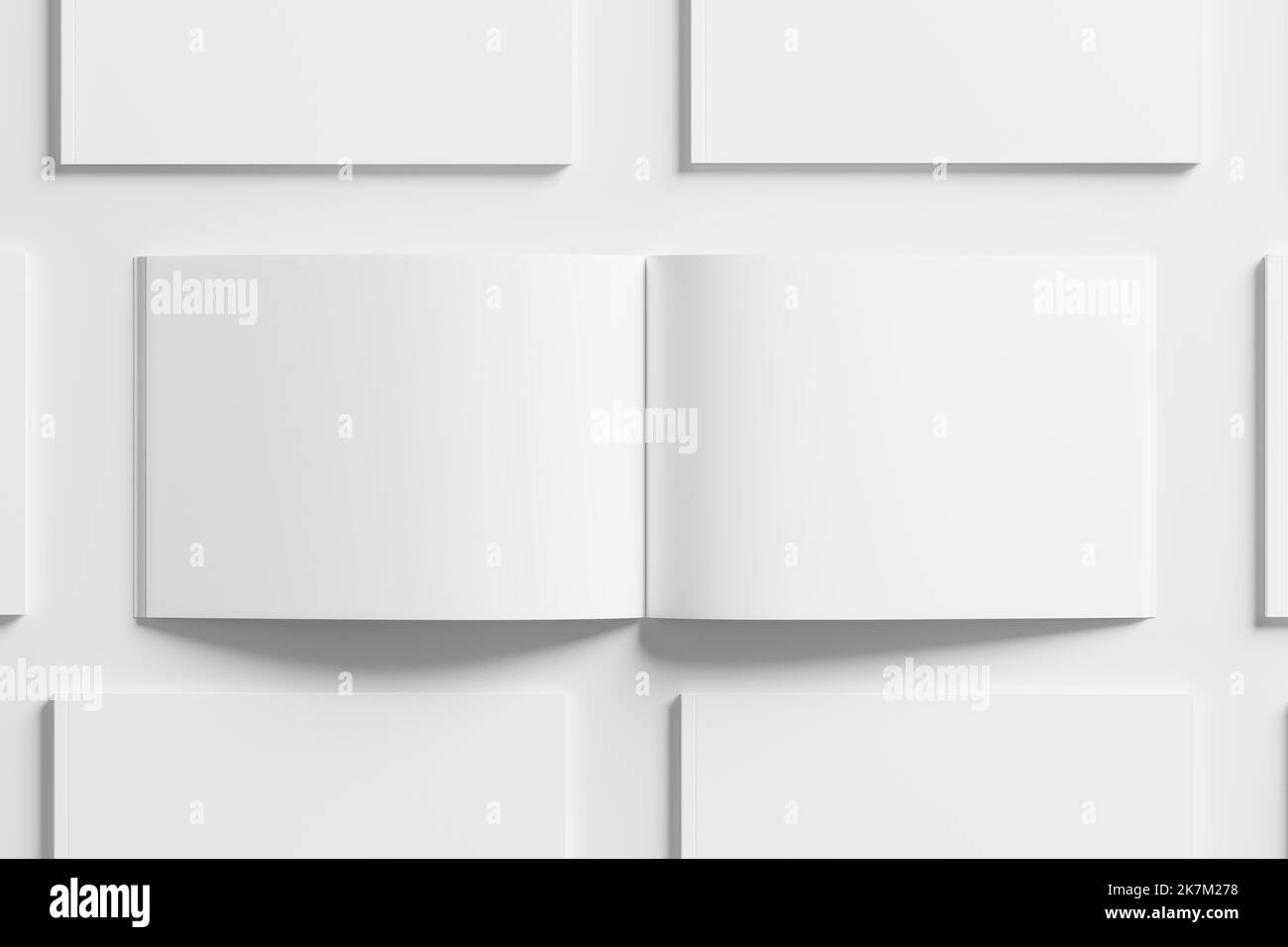 A4 Landscape Horizontal Magazine Brochure 3D Rendering White Blank ...