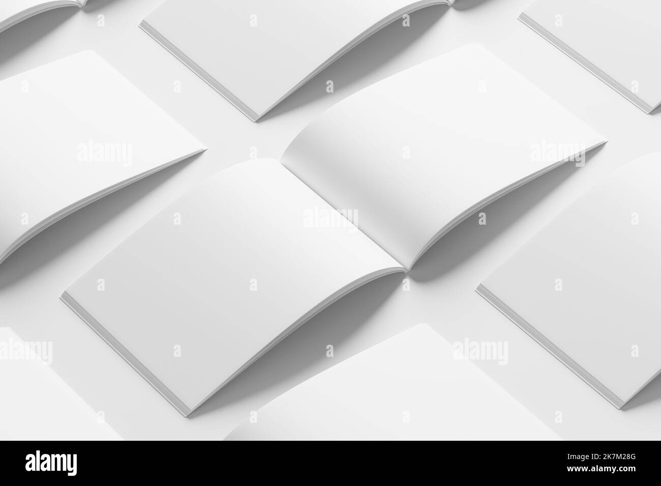A4 Landscape Horizontal Magazine Brochure 3D Rendering White Blank ...