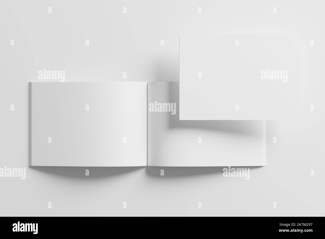A4 Landscape Horizontal Magazine Brochure 3D Rendering White Blank ...
