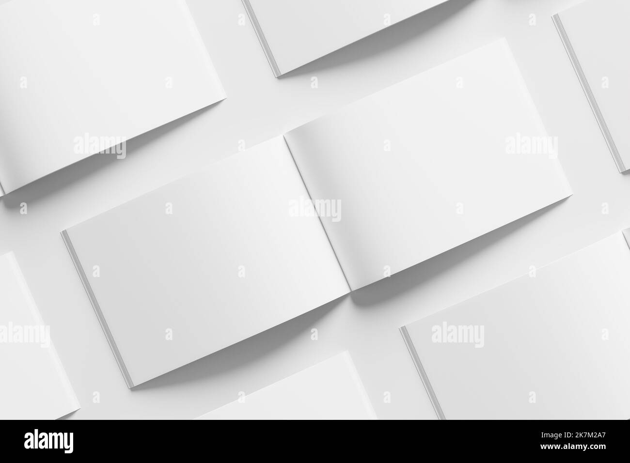 A4 Landscape Horizontal Magazine Brochure 3D Rendering White Blank ...