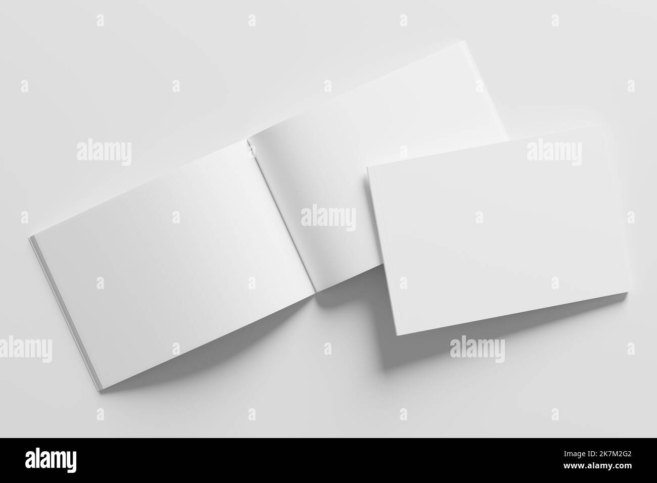 A4 Landscape Horizontal Magazine Brochure 3D Rendering White Blank ...