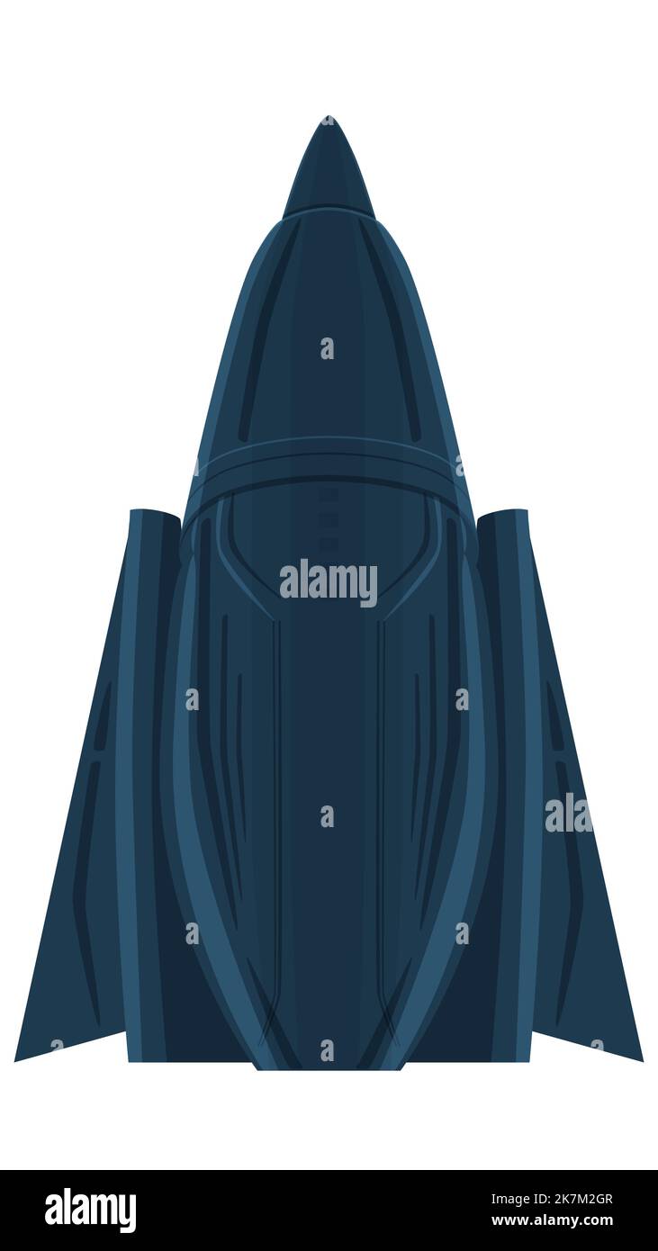 Cartoon spaceship with triangle aggressive form similar fighter ...