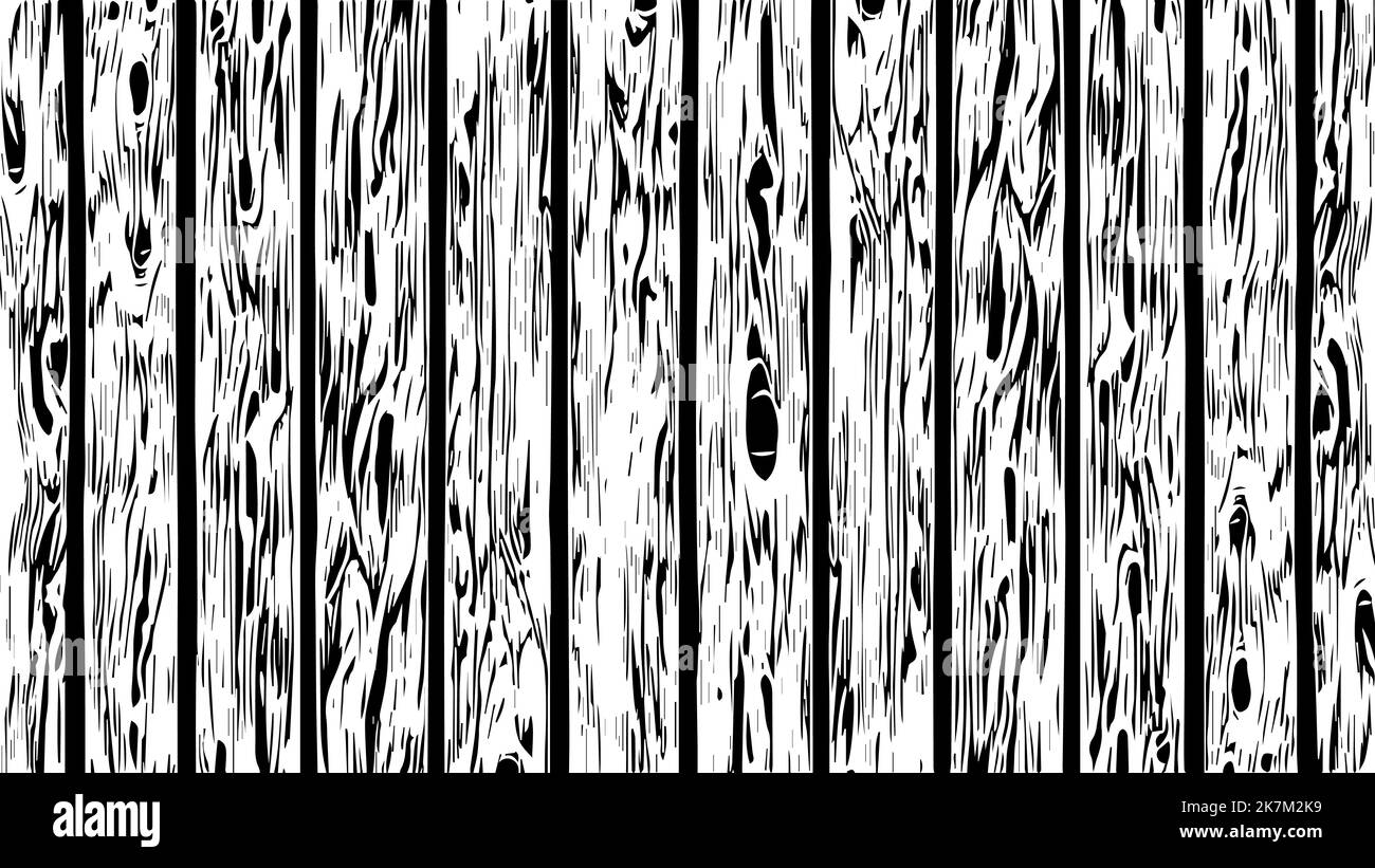 Texture of vertical wooden planks black silhouette isolated on white ...