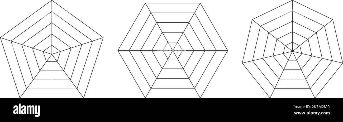 Radar spider diagram template. Flat spider mesh. Blank radar charts ...
