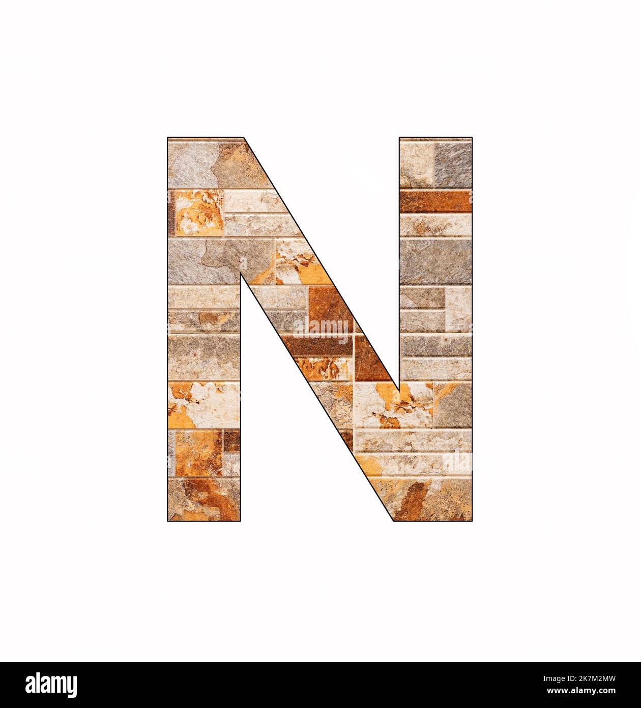Alphabet letter N - Rustic tile background Stock Photo - Alamy
