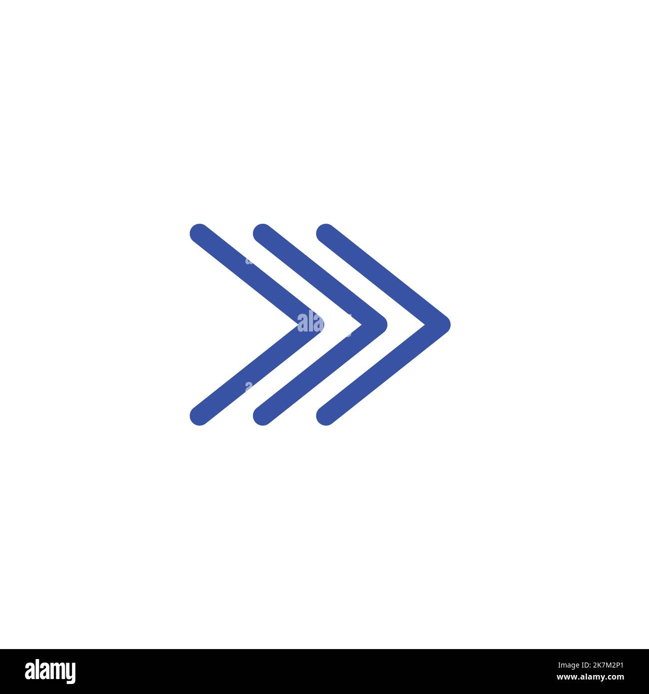 triple arrow icon pointing to right side flat style on white isolated ...