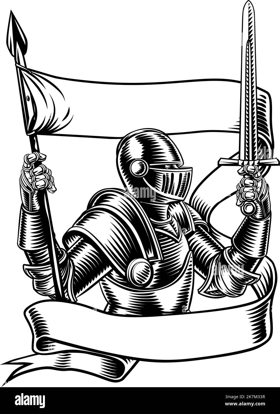 Knight With Banner Battle Flag Standard Ribbon Stock Vector Image & Art ...