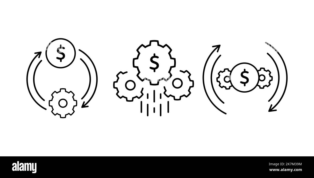 Money optimization icon in flat style. Gear effective vector ...