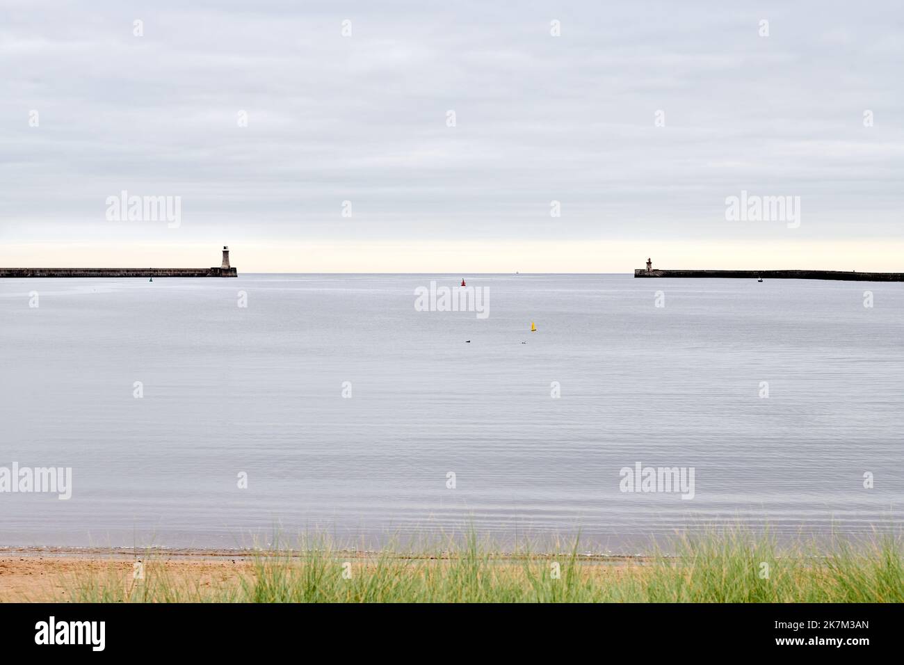 Lighthouses on the north and south piers guard the entrance to the ...