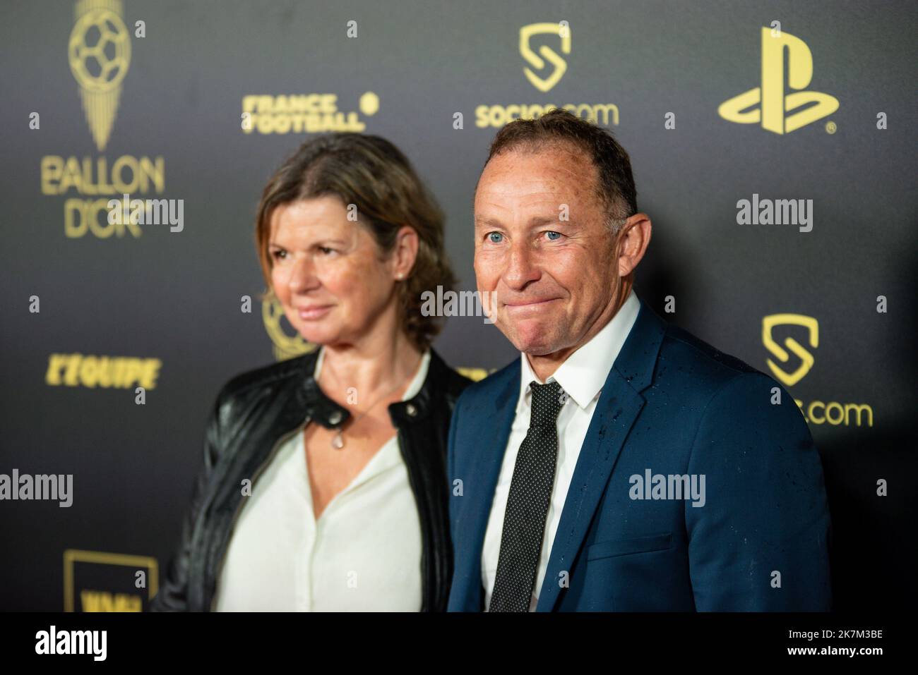 Jean Pierre Papin and his wife during the red carpet ceremony of the ...