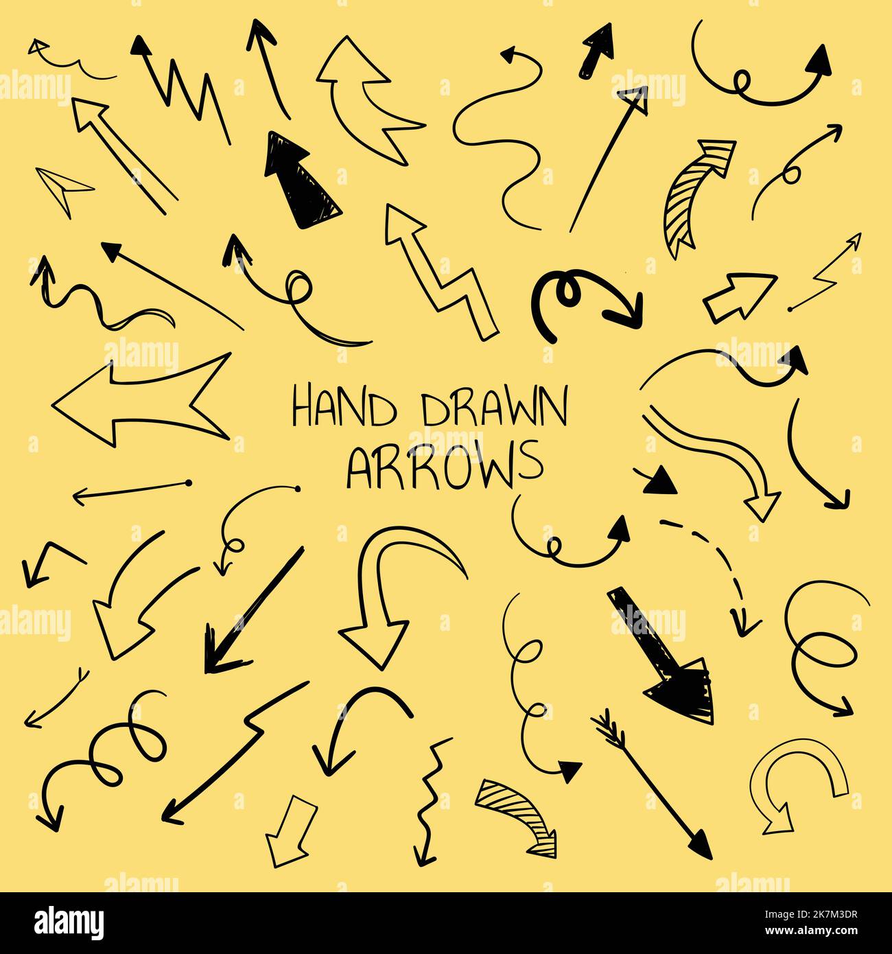 hand drawn vector arrows icons set on gradient background Stock Vector ...