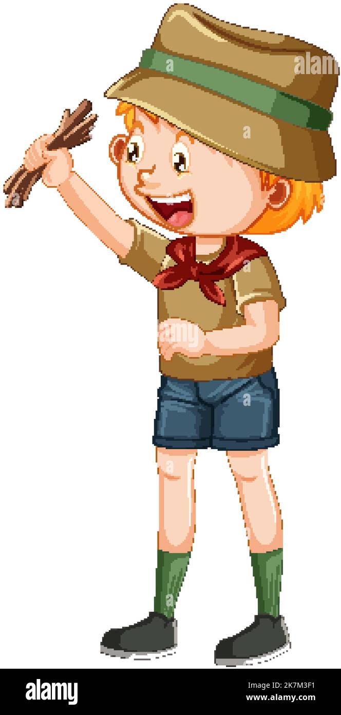 Cute camping boy cartoon character illustration Stock Vector Image ...