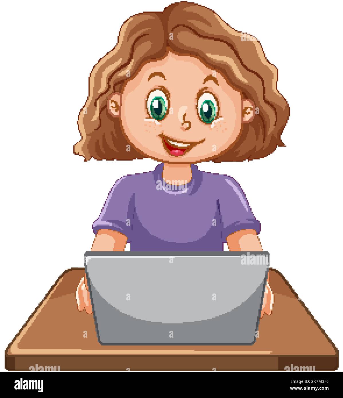 A girl using laptop cartoon illustration Stock Vector Image & Art - Alamy