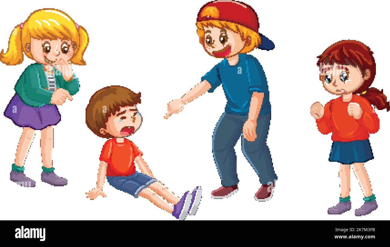 A boy abused by other kids illustration Stock Vector Image & Art - Alamy