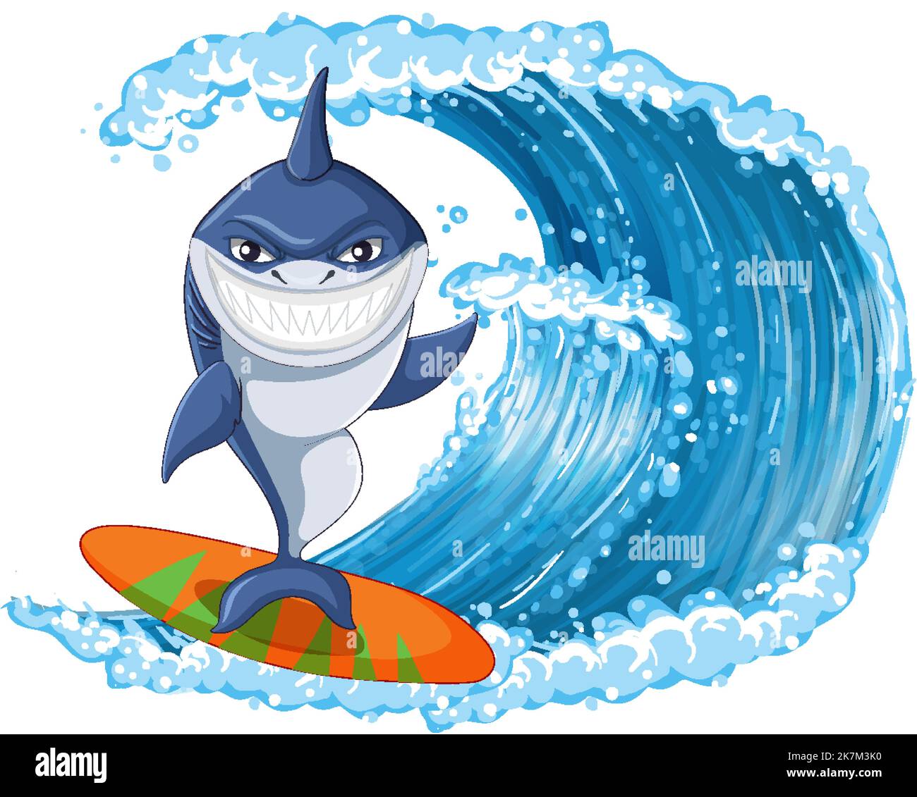 Cute shark cartoon character surfing illustration Stock Vector Image ...