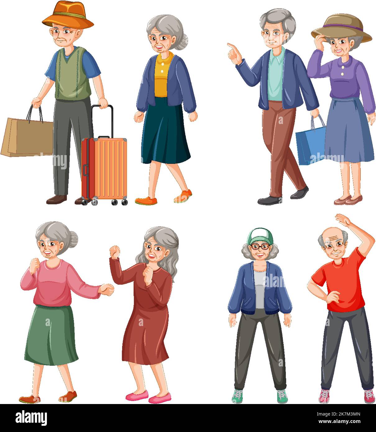 Collection of elderly people characters illustration Stock Vector Image ...