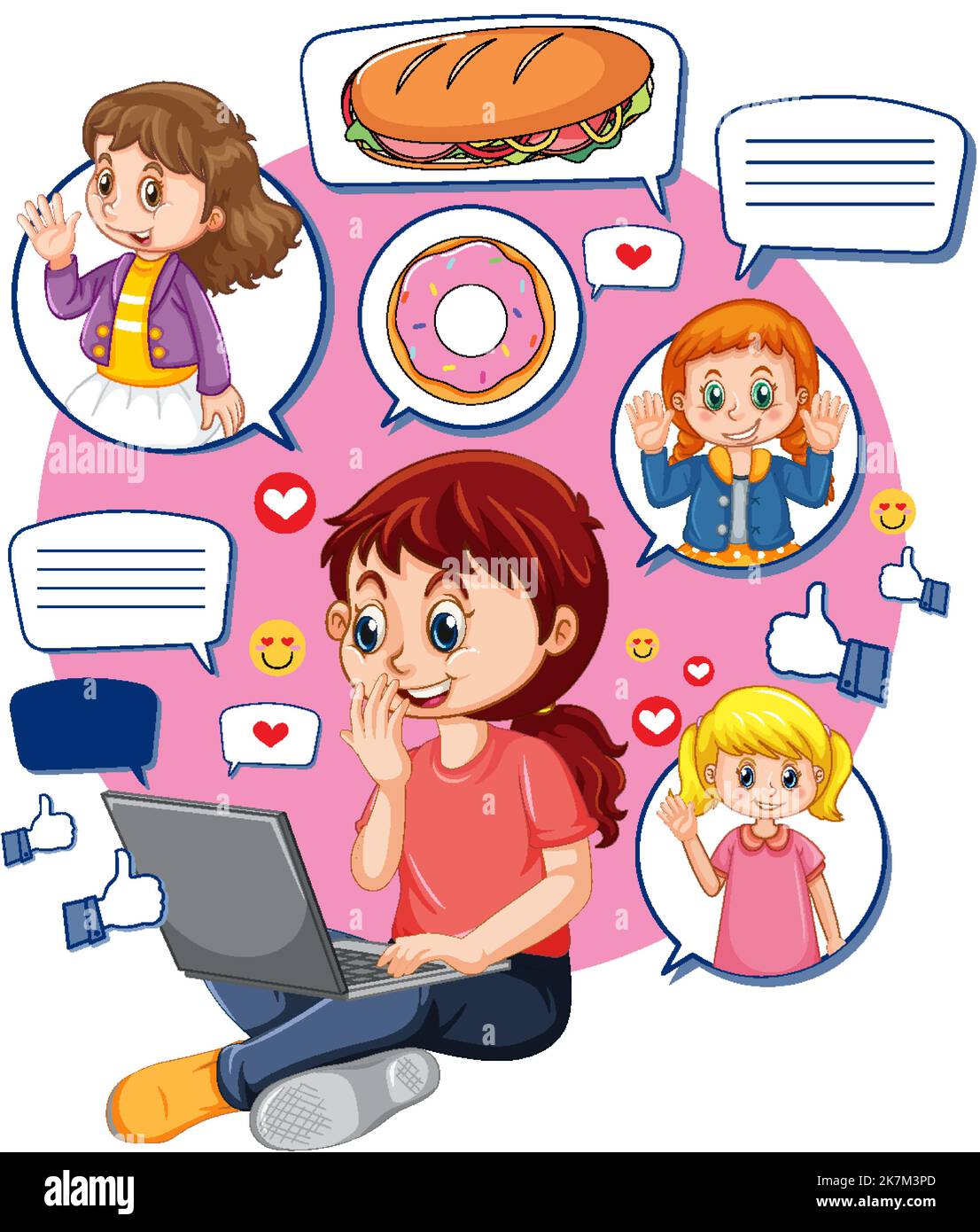 A girl browsing social media illustration Stock Vector Image & Art - Alamy