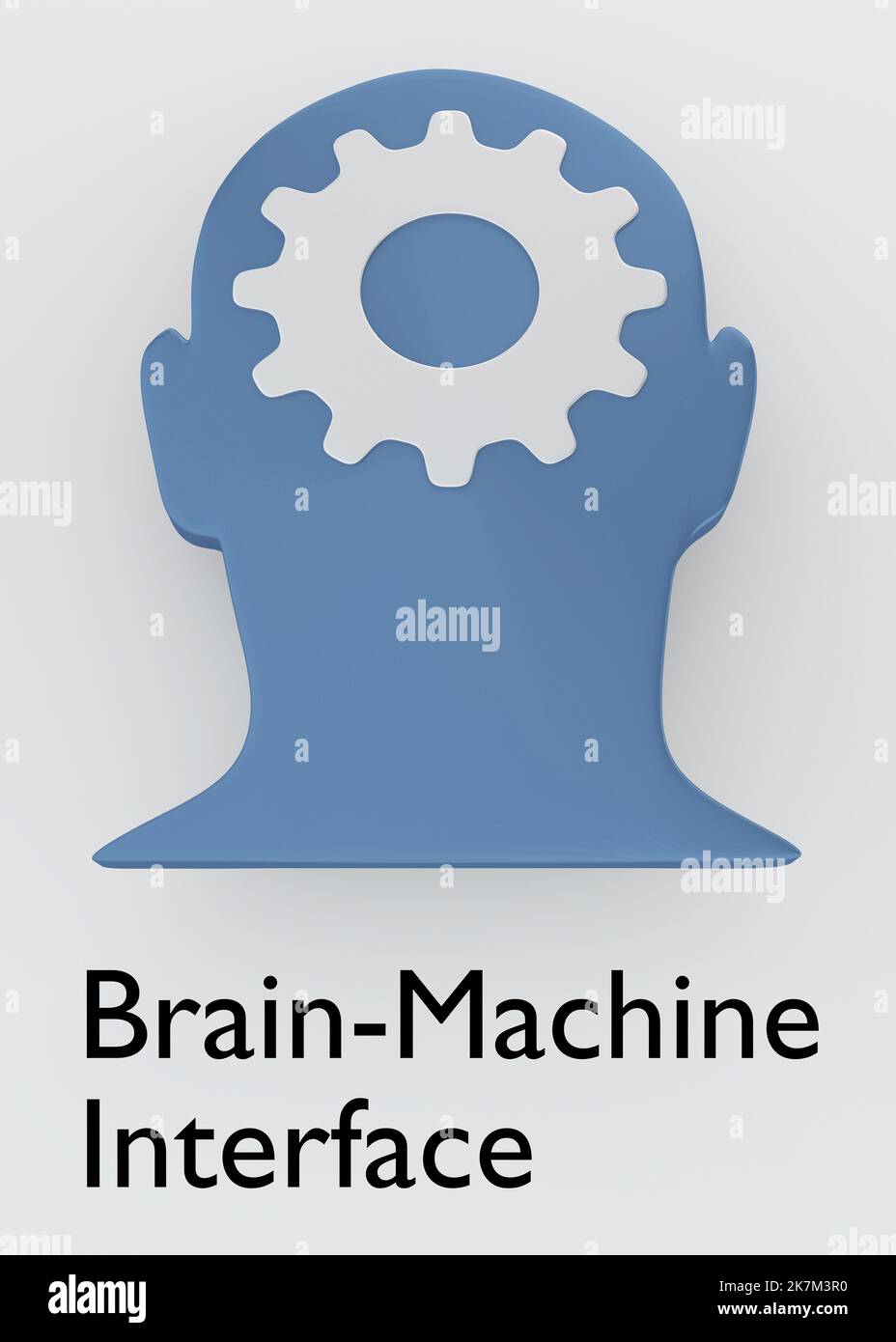 3D illustration of a gear wheel in a human head silhouette, titled as ...