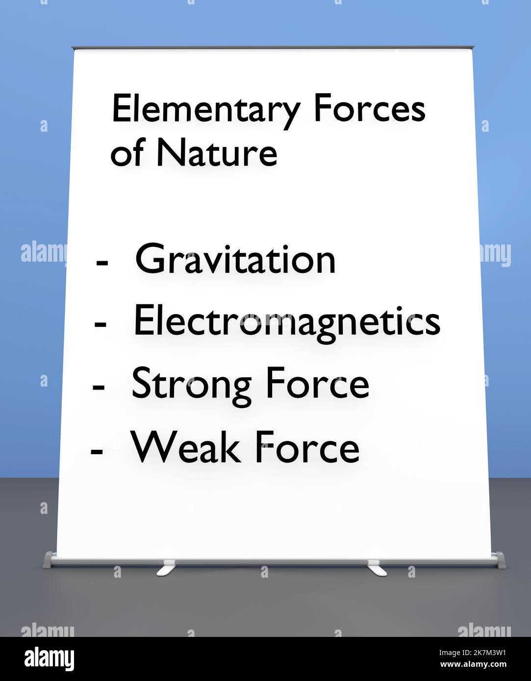 3D illustration of Elementary Forces of Nature script on a rollup ...