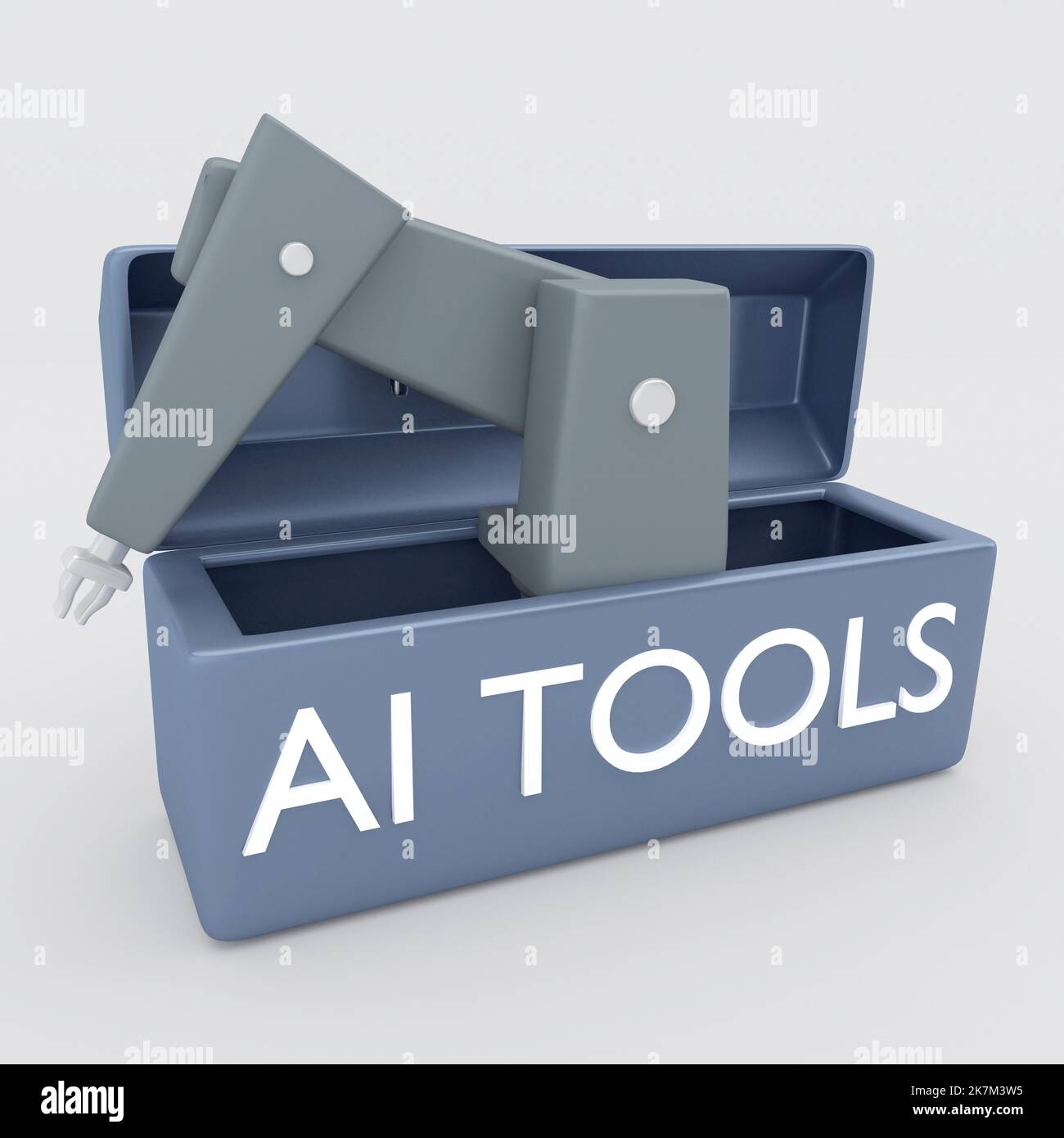 3D illustration of an industrial robot in a symbolic toolbox titled as ...