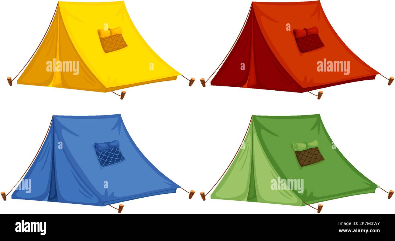 Camping tent in different colour set illustration Stock Vector Image ...