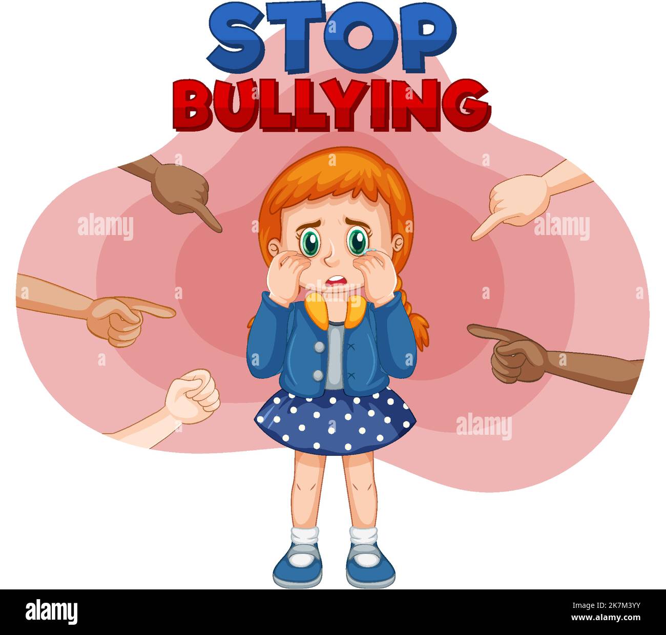 Sad girl surrounded by pointing fingers illustration Stock Vector Image ...