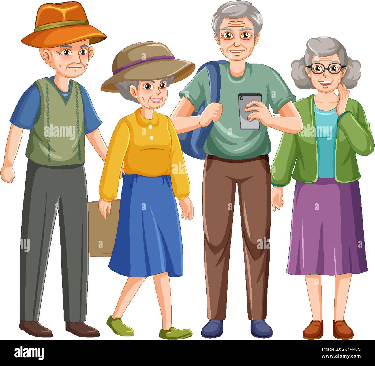 Happy senior people group illustration Stock Vector Image & Art - Alamy